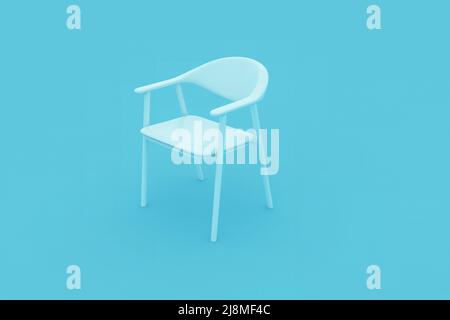 Monochrome chair on light blue background, solid color background, flat ...