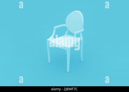 Monochrome chair on light blue background, solid color background, flat ...