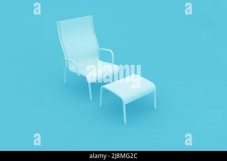 Monochrome chair on light blue background, solid color background, flat ...