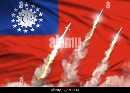 air forces on the Myanmar flag background. Myanmar air forces concept ...