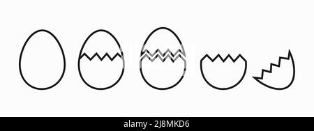 Set of cracking egg hatching outline illustration Stock Vector Image ...