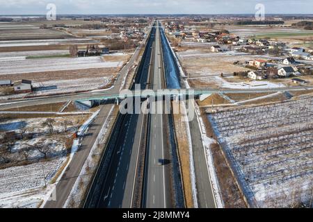 Expressway S7, major road in Poland, part of European route E77 view ...