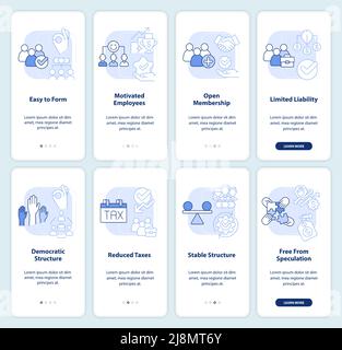 Advantages of online collaboration blue onboarding mobile app screen ...