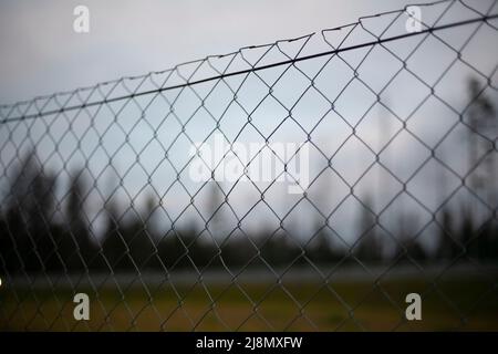 Fence net. Runway fencing. Details of fence made of steel mesh Stock ...