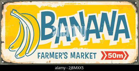 Banana plantation retro poster design on old paper texture. Vintage ...