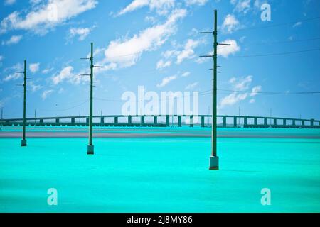 Power lines over turquoise sea in Florida Keys Stock Photo - Alamy