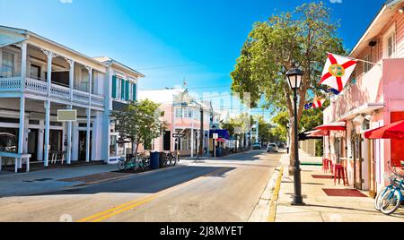 Key West famous Duval street view, south Florida Keys Stock Photo - Alamy