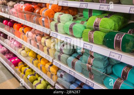 Shelves full of colourful wool in Boyes Store in Darlington,England,UK ...