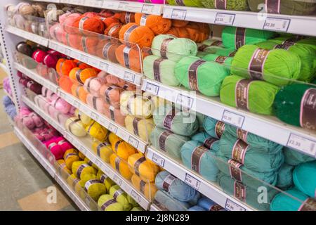 Shelves full of colourful wool in Boyes Store in Darlington,England,UK ...