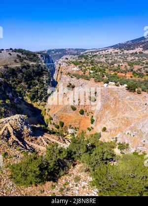 Metal Bridge over the Aradena Canyon, Chania, Crete, Greece Stock Photo ...