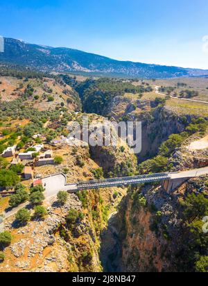 Metal Bridge over the Aradena Canyon, Chania, Crete, Greece Stock Photo ...