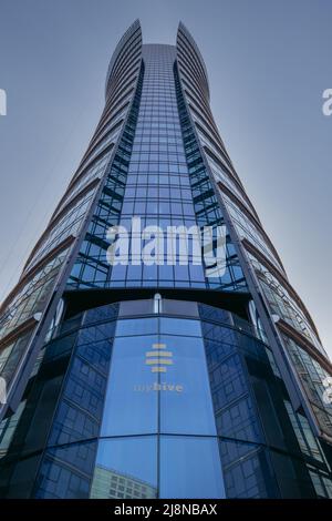Main tower of Warsaw Spire complex of office buildings in Warsaw ...