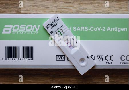 Positive test result for coronavirus, test made by SARS-CoV-2 rapid ...