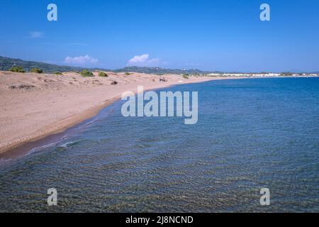 Halikounas Beach over Korission coastal lagoon located in the southern ...