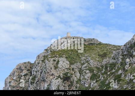Albercutx watchtower (Talaia d'Albercuix) on top of mountain in ...