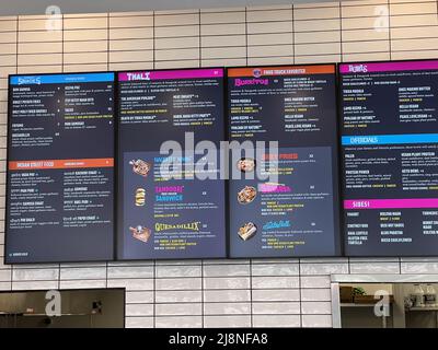 Digital menu display at Curry Up Now, San Ramon, California, an Indian ...