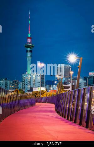 Nelson Street Cycleway, known as the Pink Cycleway, Auckland, North ...