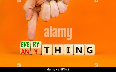 Anything or everything symbol. Businessman turns cubes and changes the ...
