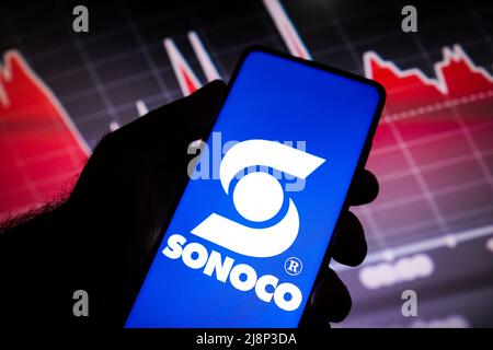 In this photo illustration the Sonoco logo is seen on a smartphone and ...