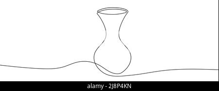 Continuous line drawing of vase. One line drawing background. Vector ...