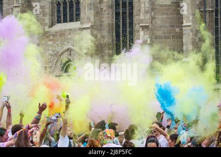 CLUJ NAPOCA, ROMANIA - MAY 7, 2022: color festival in city crowd ...