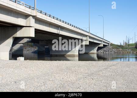 Cement Block Barriers at River Park - Overpass Stock Photo - Alamy