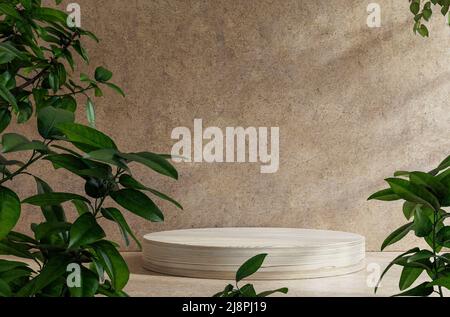 A 3D rendering of cosmetic product presentation background with podiums ...