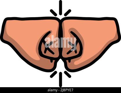 Fist Bump Icon. Editable Bold Outline With Color Fill Design. Vector ...