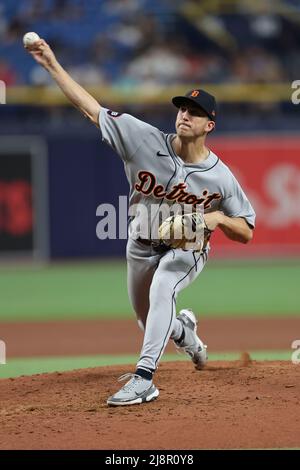 Detroit Tigers pitcher Beau Brieske (4) walks off the mound as he is ...