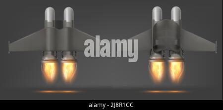 Jetpack with fire top and bottom view, isolated 3d vector device for ...