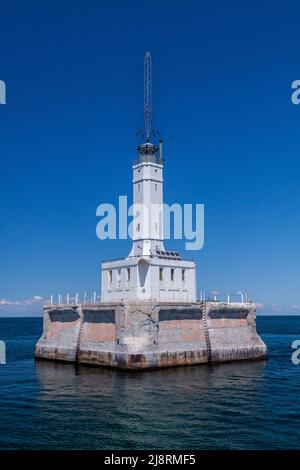 Grays Reef Lighthouse - An offshore lighthouse on Lake Michigan Stock ...