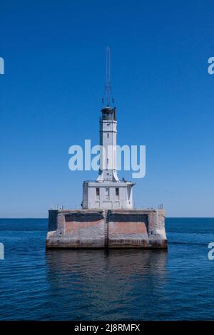 Grays Reef Lighthouse - An offshore lighthouse on Lake Michigan Stock ...