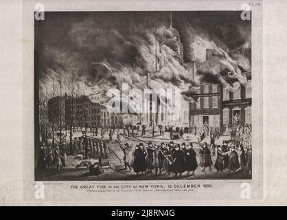 The Great Fire of New York, December 16, 1835 by unknown artist Stock ...
