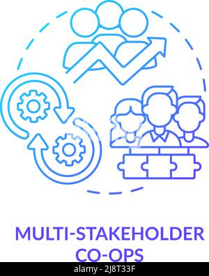 Stakeholder collaboration blue gradient concept icon. Teamwork for ...