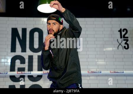 Javier Molina during a media workout at 12X3 Boxing, London. Picture ...