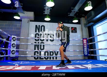 Javier Molina during a media workout at 12X3 Boxing, London. Picture ...