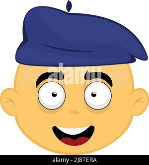 Vector illustration of a traditional blue beret, isolated on a white ...