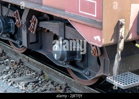 Steam locomotive, leaf spring, detail, b/w, locomotive, locomotive ...