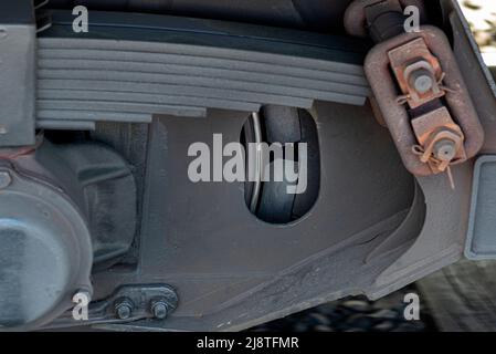 Steam locomotive, leaf spring, detail, b/w, locomotive, locomotive ...