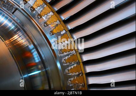 Shaft and blades of a powerful steam turbine. Elements for fastening ...