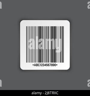 Realistic barcode sticker on gray background. Identification tracking ...