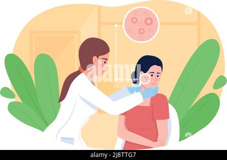 Dermatologist examining female patient with skin problem Stock Vector ...