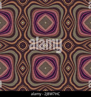 Earthy colours retro sixties geometric seamless border pattern in ...