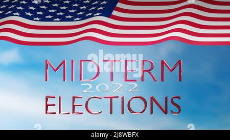 USA midterms. U.S. midterm elections 2022 background with banner sign ...