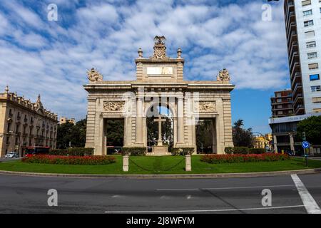 Valencia, Spain - 05 05 2022: Porta de la Mar square in Valencia, Spain ...