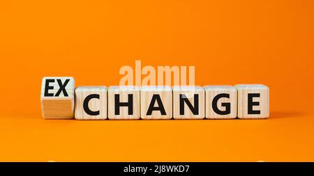 Change or exchange symbol. Turned wooden cubes and changed the concept ...