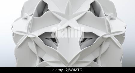white abstract alien randomized symmetric shape geometric object 3d ...