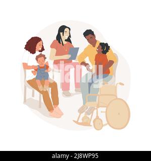 Families of children with special needs isolated cartoon vector ...