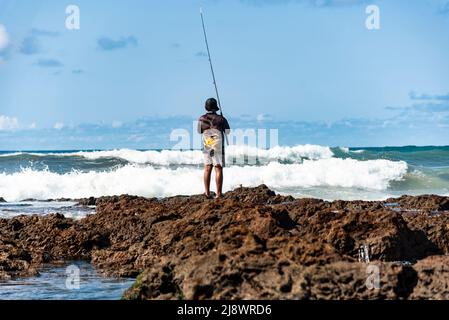 Salvador, Bahia, Brazil - October 10, 2021: Fisherman woman with ...
