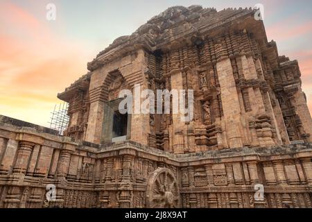 Ancient Konark Sun Temple at sunrise. Konark Sun Temple was built in ...